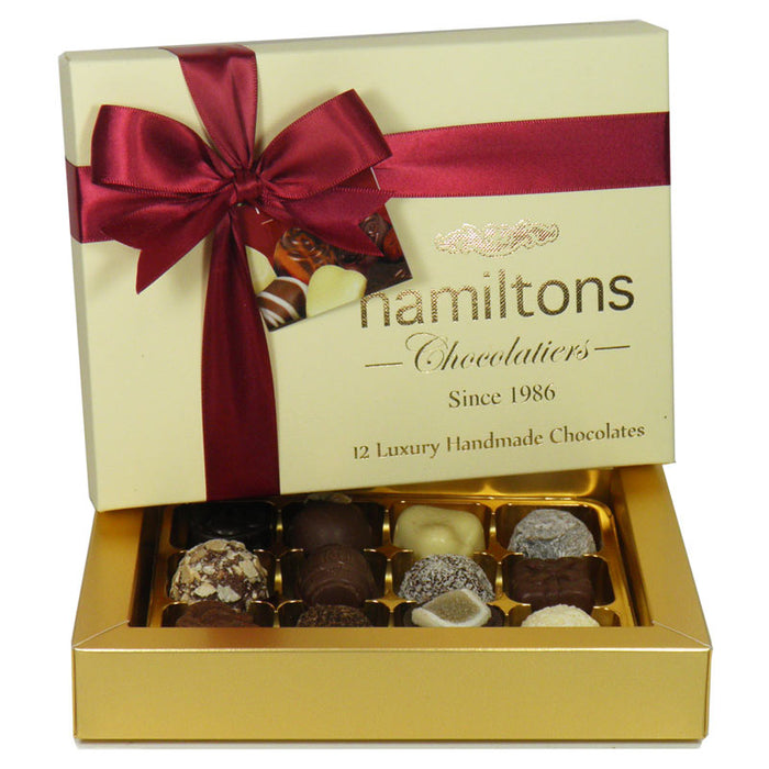 Luxury Ivory Chocolate Box | 12 Premium Handmade Treats | Hamiltons ...